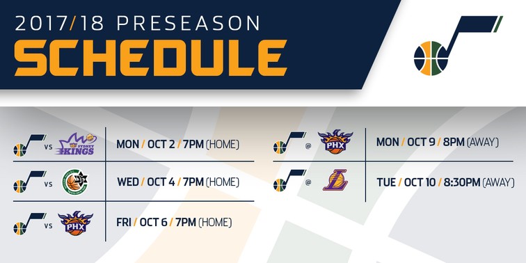 Utah Jazz Announce 2017 Preseason Schedule