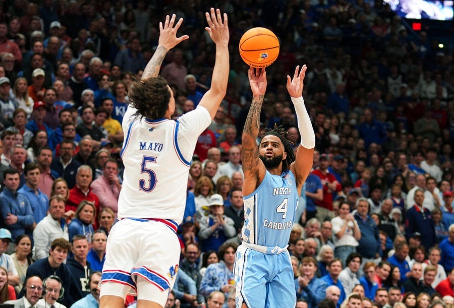 UNC Men's Basketball Slips In AP Top 25 Poll After Narrow Loss To No. 1 Kansas