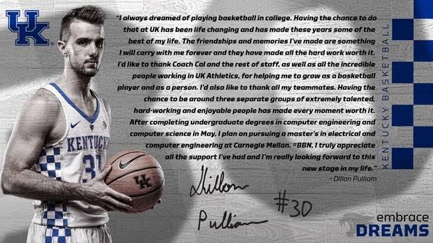 Dillon Pulliam Leaving Kentucky to Pursue Master’s Degree at Carnegie Mellon