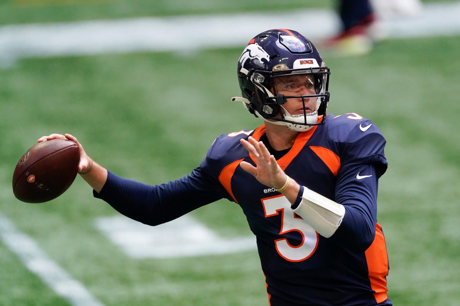 WATCH: Broncos’ Drew Lock rushes for a touchdown against Falcons