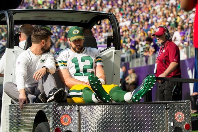 N.F.L. Scores: Packers Lose Aaron Rodgers to a Shoulder Injury