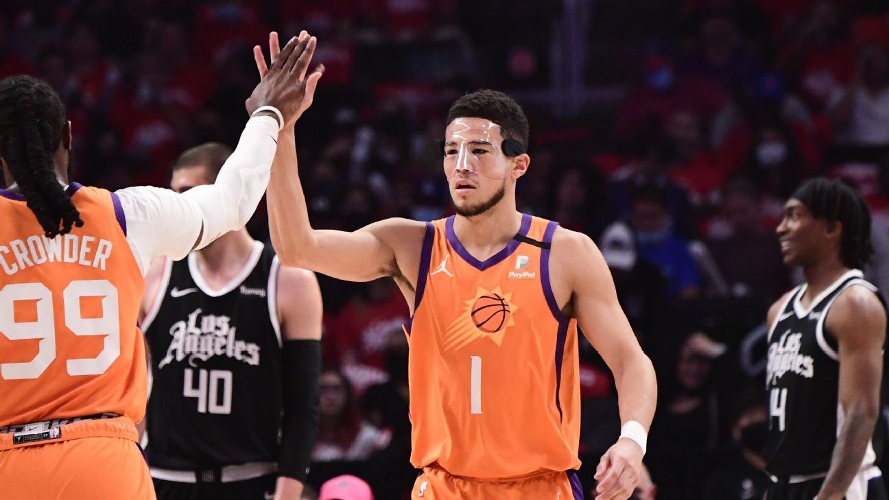 Devin Booker refuses to blame scoring woes on broken nose, mask as Phoenix Suns lose Game 3 to ...