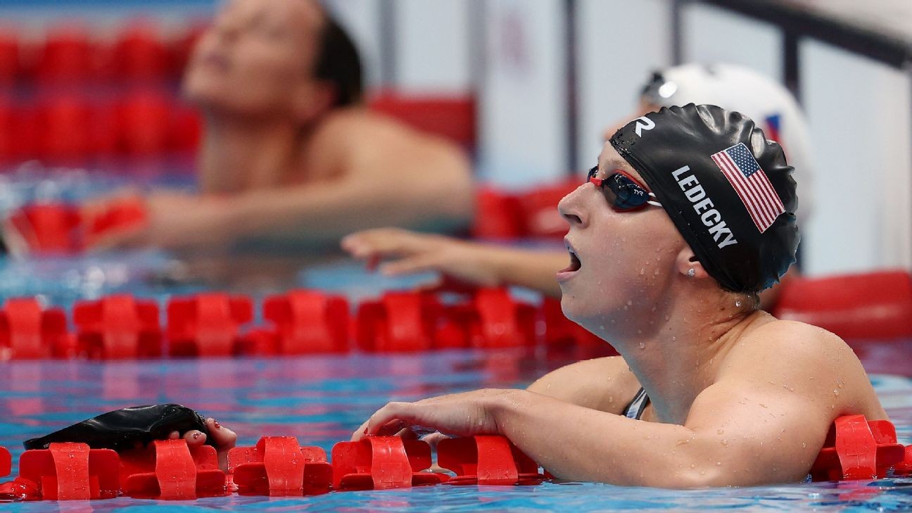 Australia's Ariarne Titmus wins gold again in women's 200 free; Katie Ledecky finishes 5th
