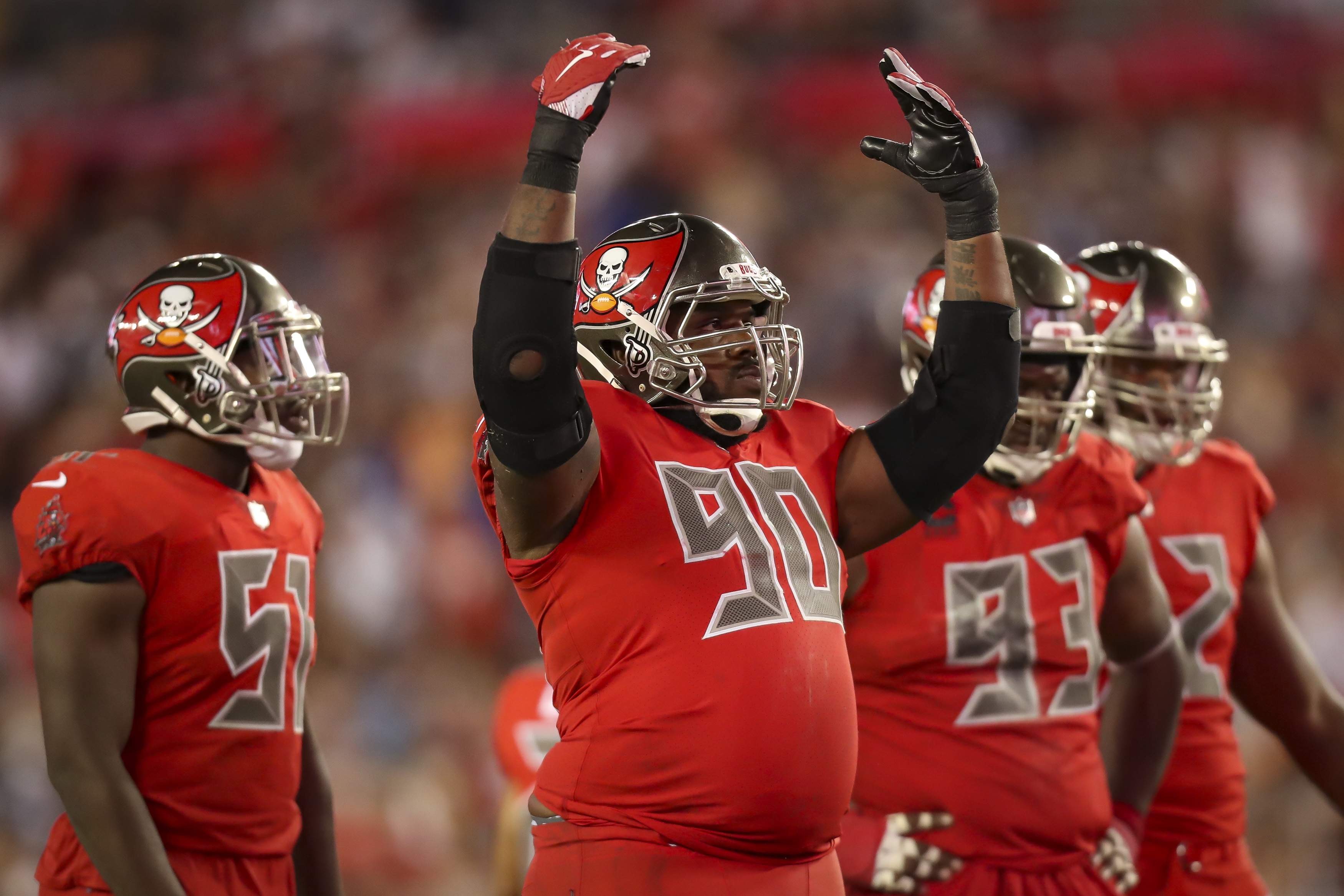 Bucs Chris Baker smiling after the game and his big encroachment ...