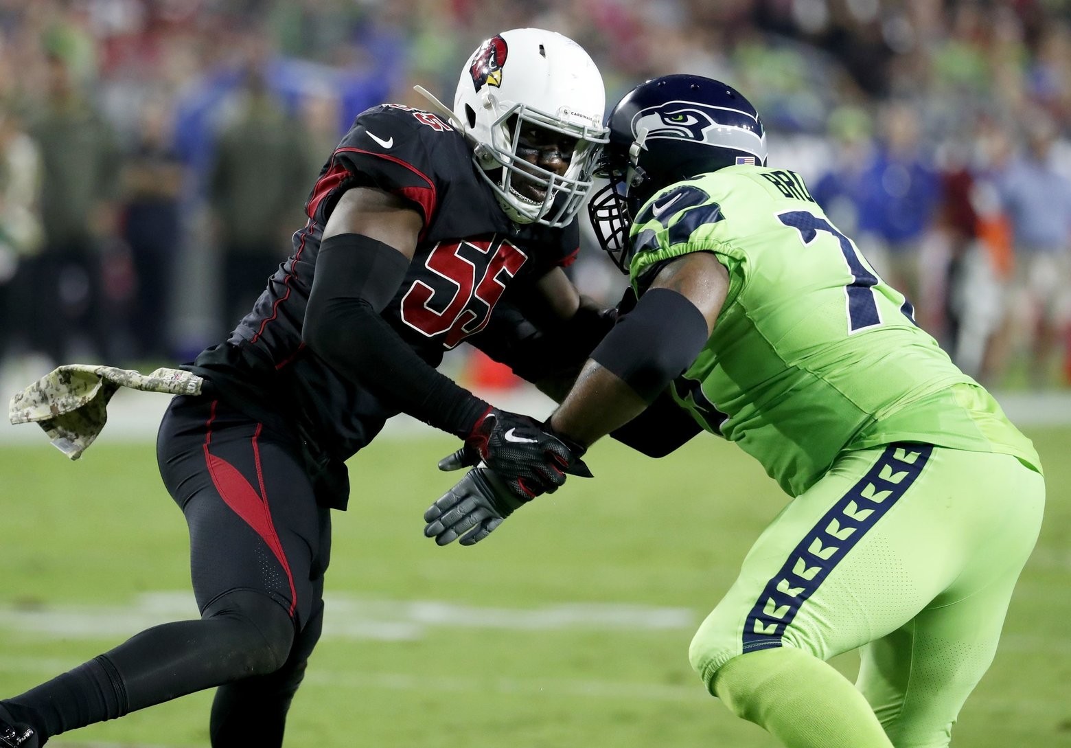 Seahawks left tackle Duane Brown leaves game vs. Cardinals with ankle ...