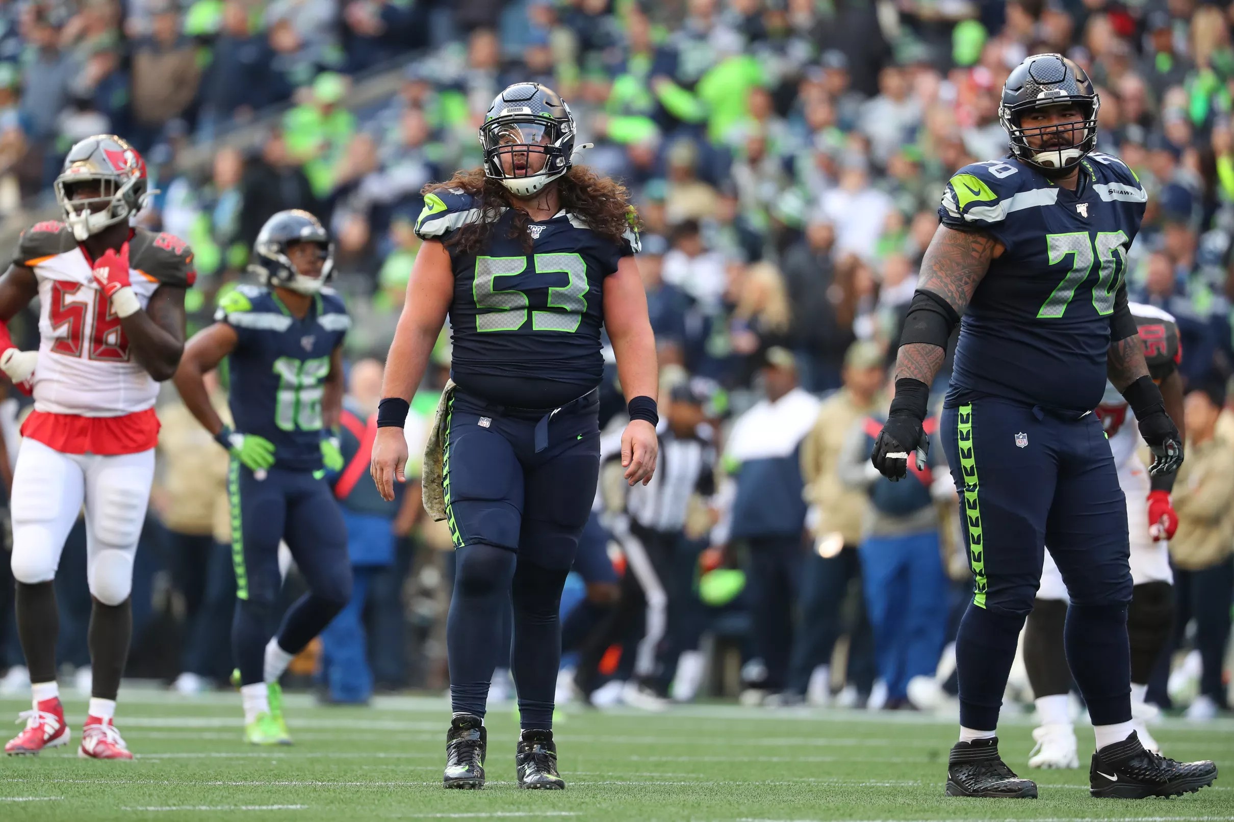 Seahawks initial injury report includes more than half of offensive line