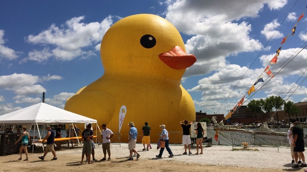'World's largest rubber duck' inflated to kick off Tall Ship Festival