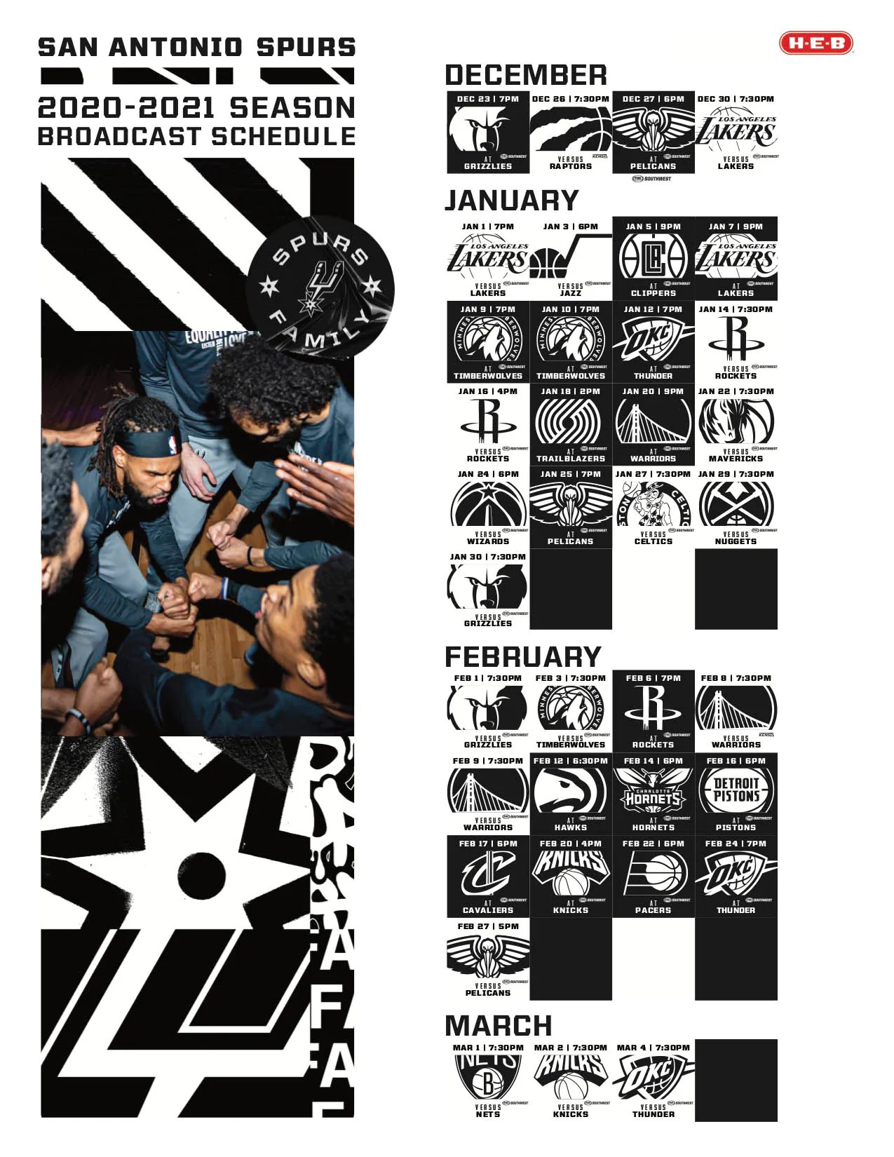 SPURS ANNOUNCE 2020-21 BROADCAST SCHEDULE FOR FIRST HALF OF SEASON