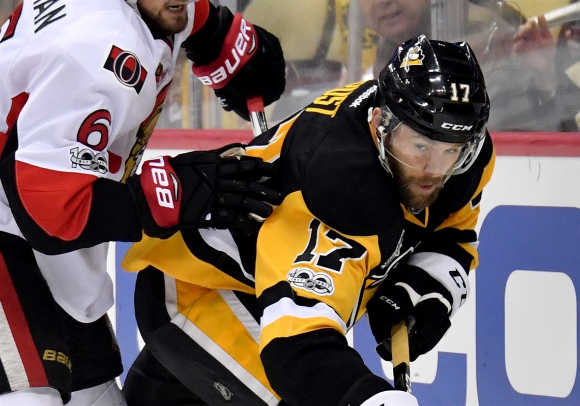 Bryan Rust, Justin Schultz leave Game 2 with injuries