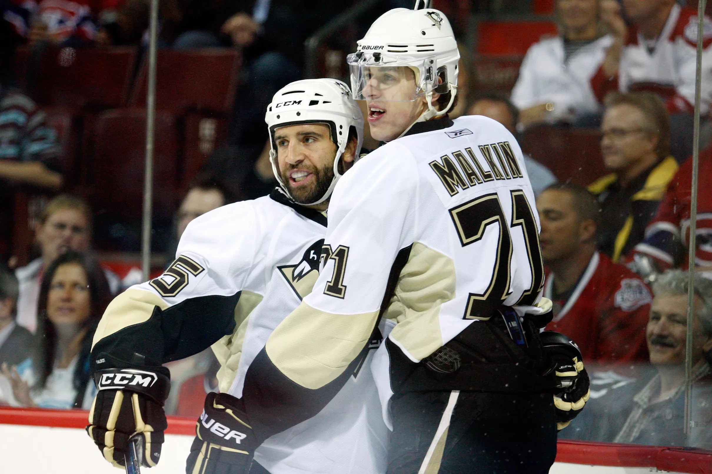 Evgeni Malkin and Max Talbot smiling to take you through Saturday