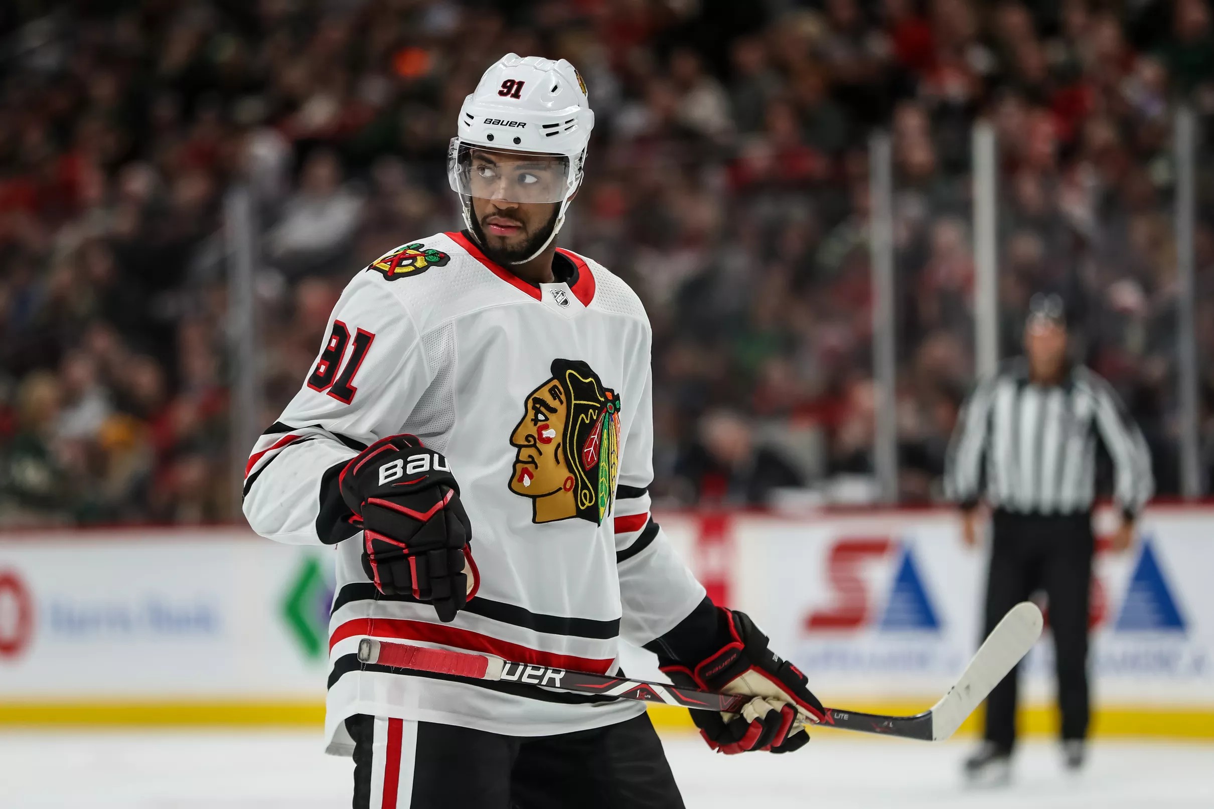 Blackhawks’ Anthony Duclair suffers right leg injury after Brad ...