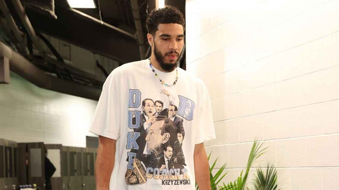 NBA playoffs 2022 -- Jayson Tatum rocks bright ensemble ahead of Game 7