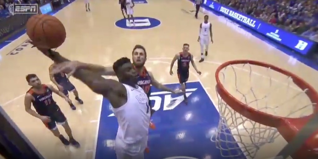WATCH: Zion Williamson Rocks Rim With Monster Dunk vs. Virginia