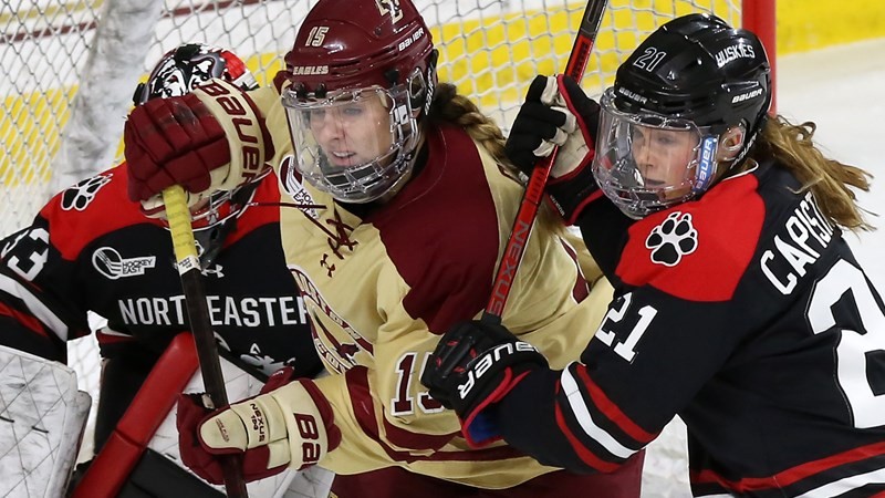 Eagles, Huskies Clash in Hockey East Tournament Title Game Today