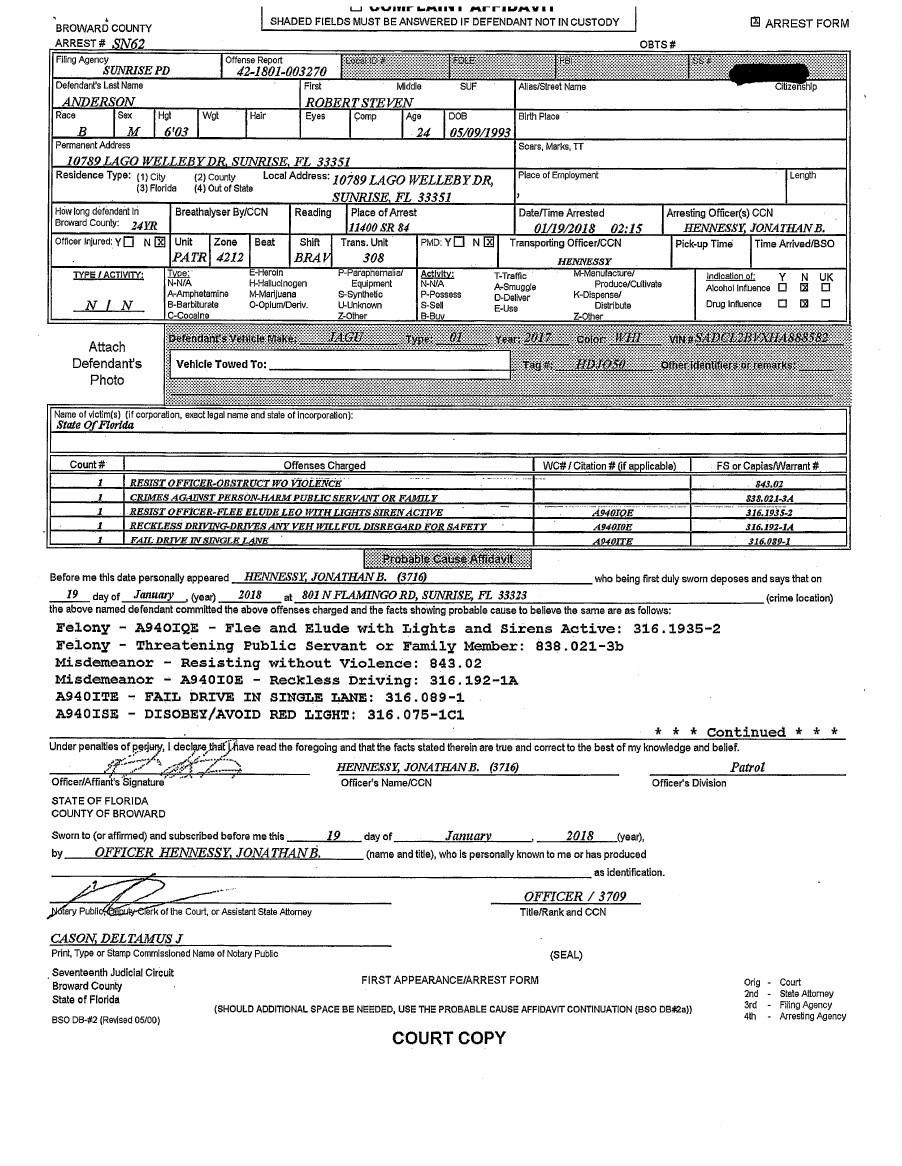 Here is full police report for Jets' Robby Anderson's felony arrest in ...