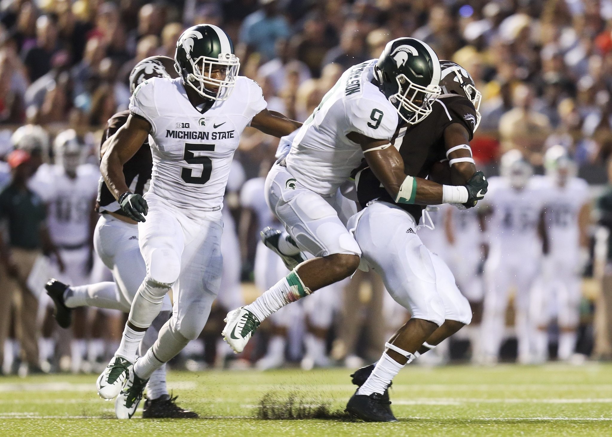 Michigan State freshman WR Hunter Rison hauls in first catch, gets ...