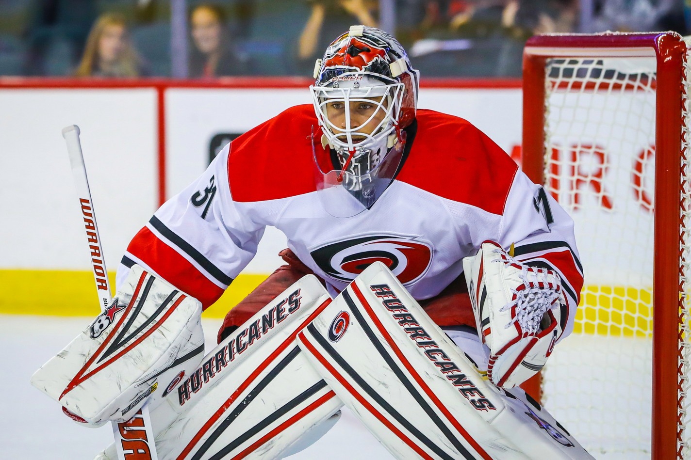 Eddie Lack has his new Calgary Flames mask and it is everything