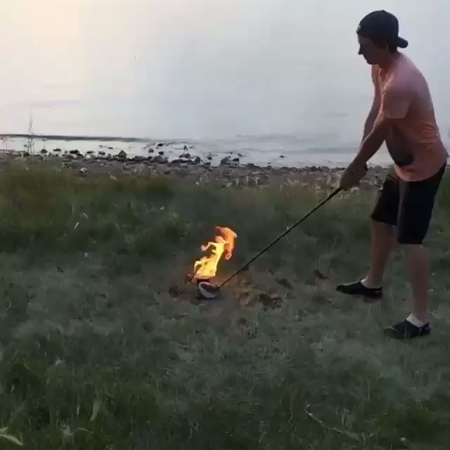 Golfer creates giant fireball with drive