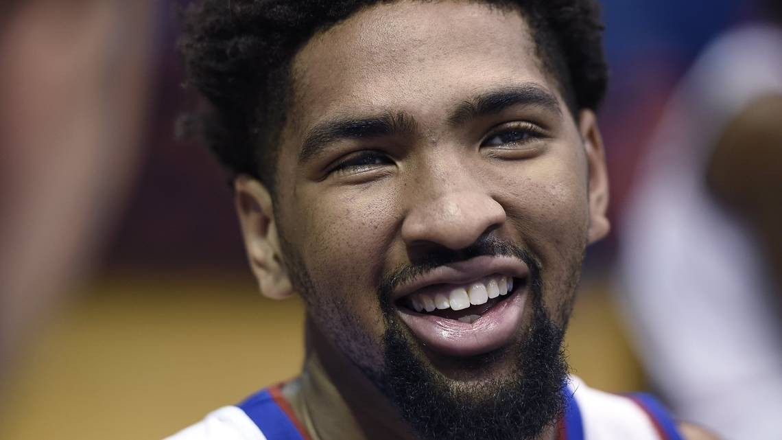 Dedric Lawson hits shot against Louisiana while seated on Allen ...