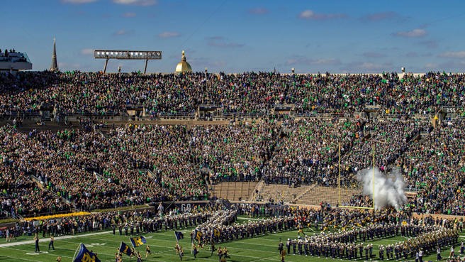 Watch the hockey rink at Notre Dame Stadium get built