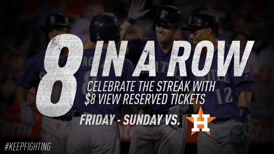 Mariners Celebrate Win Streak with $8 Ticket Special