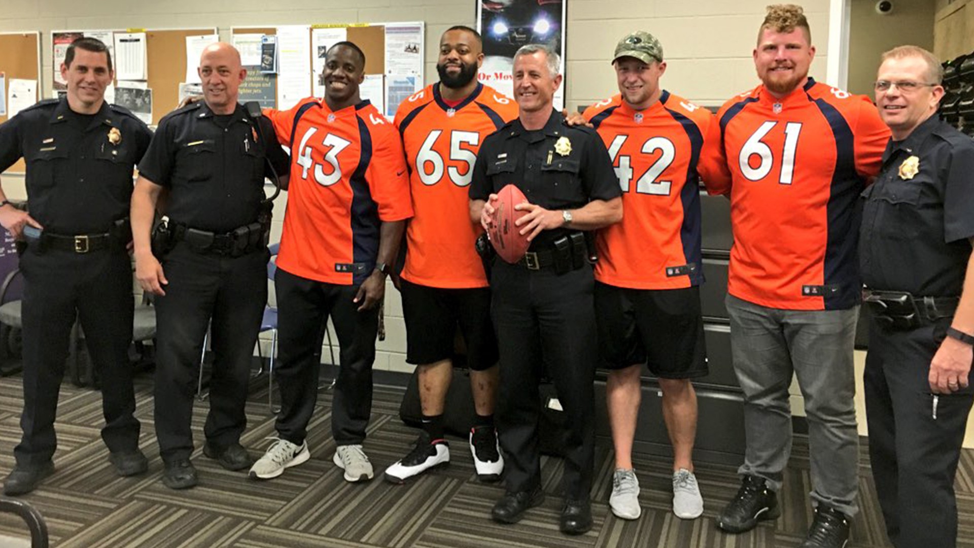 Broncos visit DPD District 4 station during Police Appreciation Week