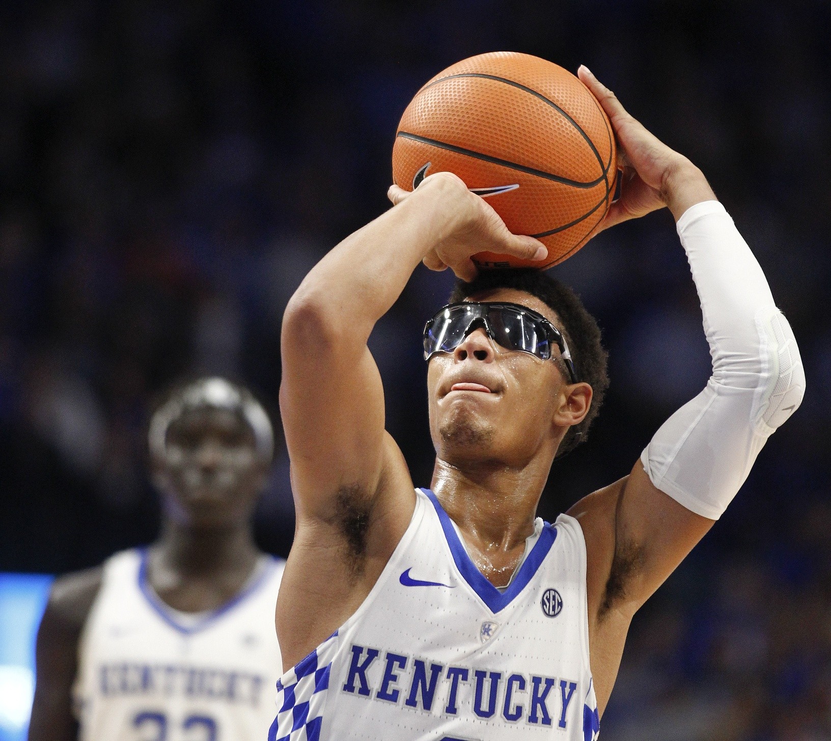 With shades off, Quade Green flinched