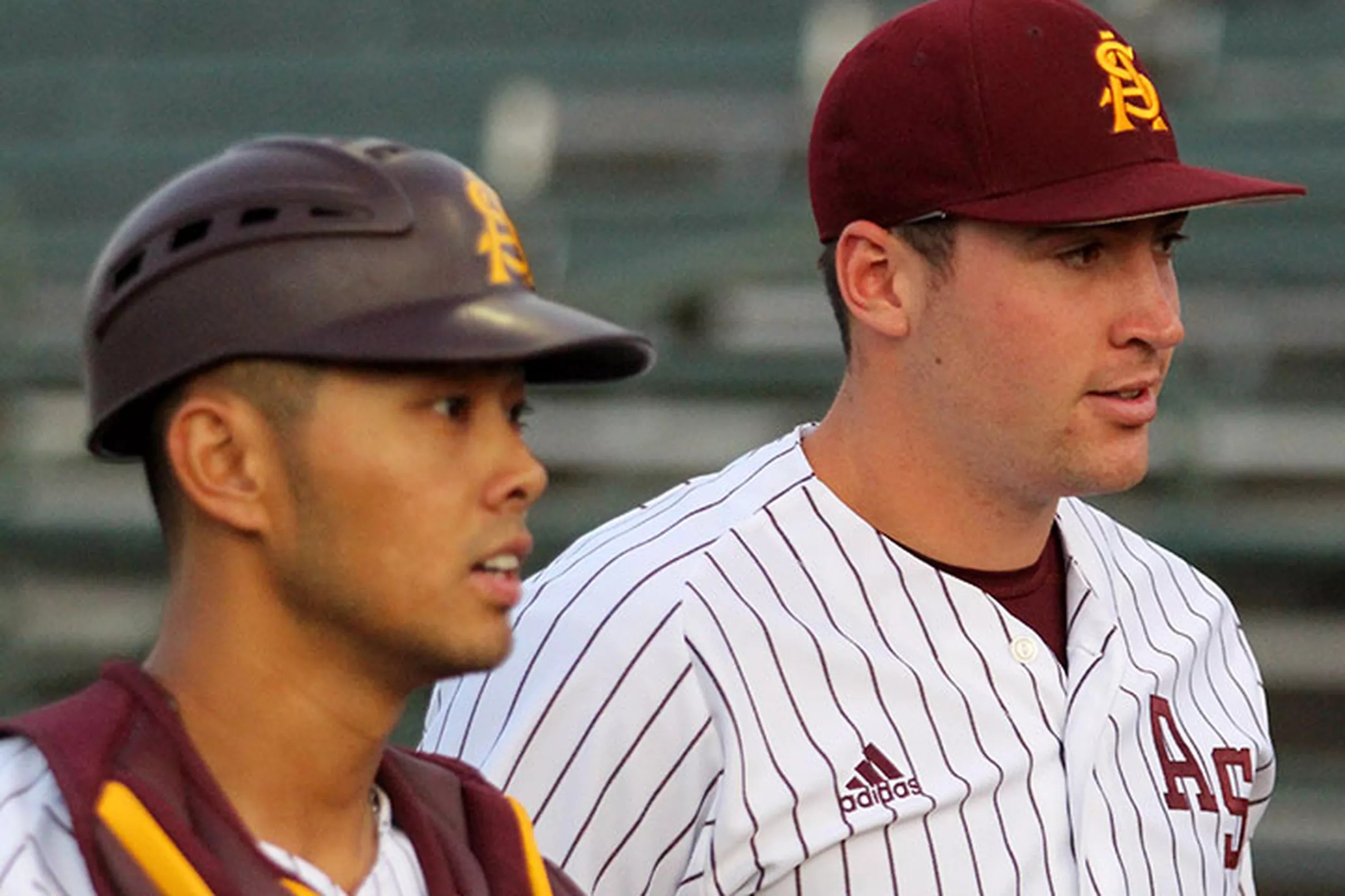 ASU Baseball: Catcher Lyle Lin and pitching coach Mike Cather working ...