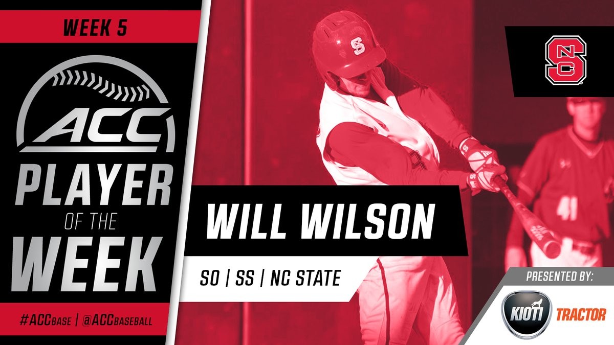 NC State’s Will Wilson Earns ACC Player of the Week Honors