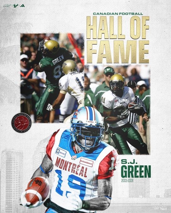 USF Football's SJ Green To Be Enshrined in CFL Hall of Fame