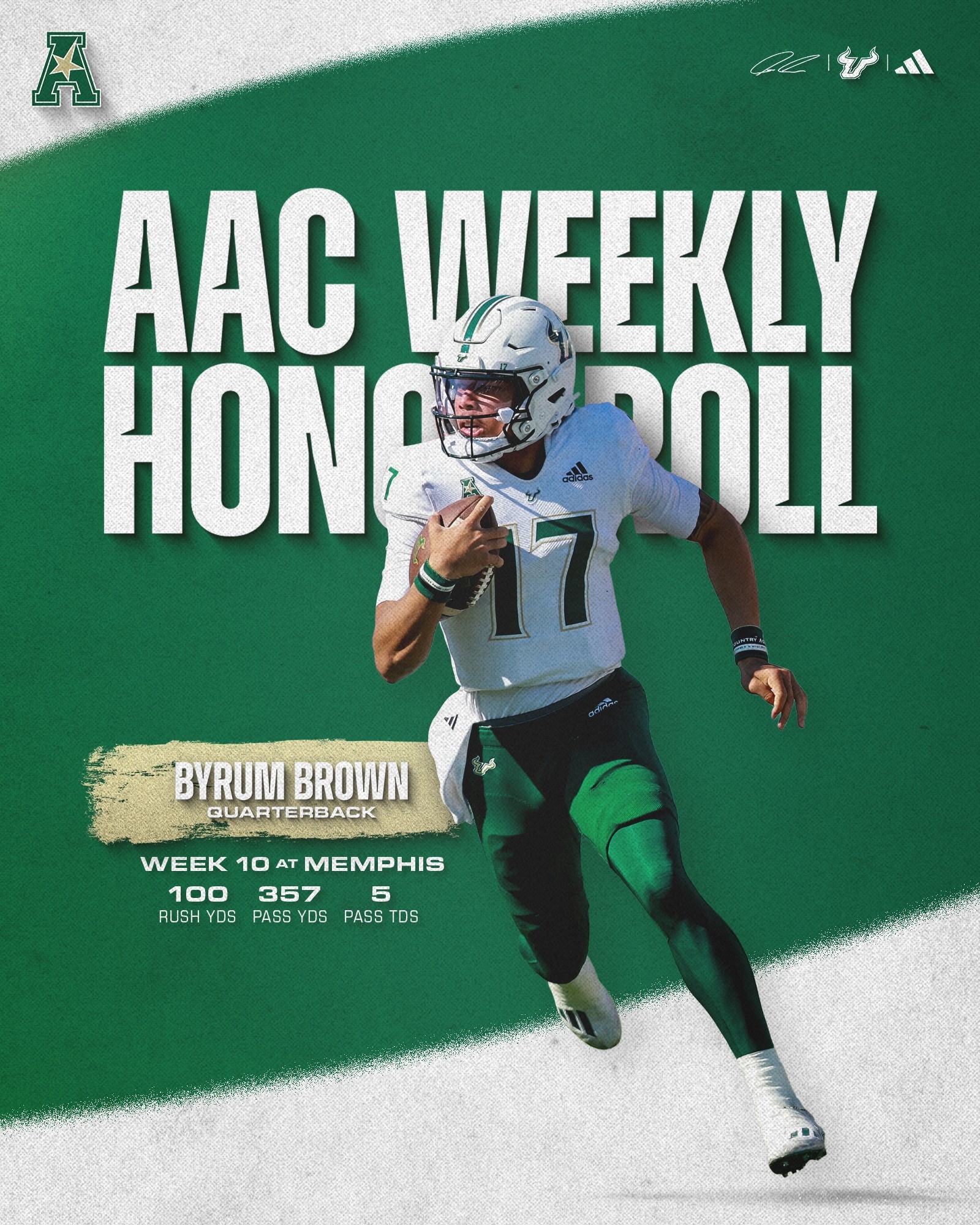 USF Football's Brown Earns Fourth Conference Honor As Superlative ...