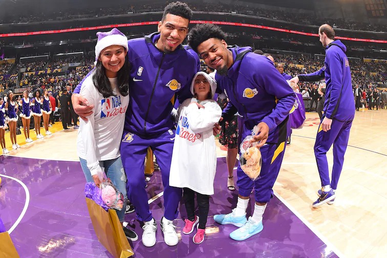Lakers On-Court Gift Exchange for NBA Cares Season of Giving
