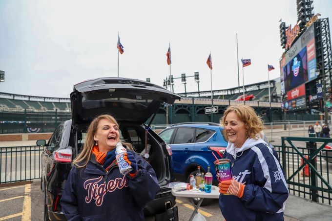 Tigers fans on Opening Day at Comerica