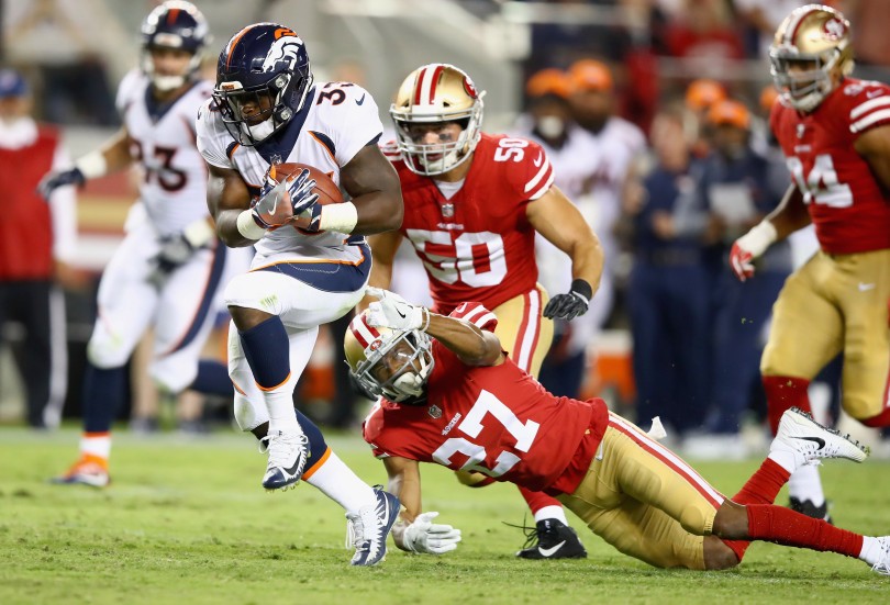 Broncos running backs finding spots — on the ground and in the air — to ...