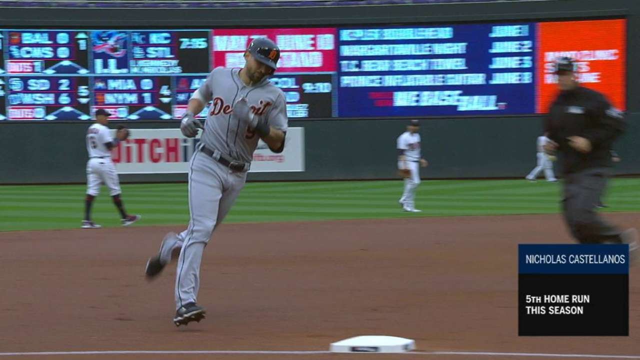 Outfielder drives in both runs in series-opening defeat to Twins