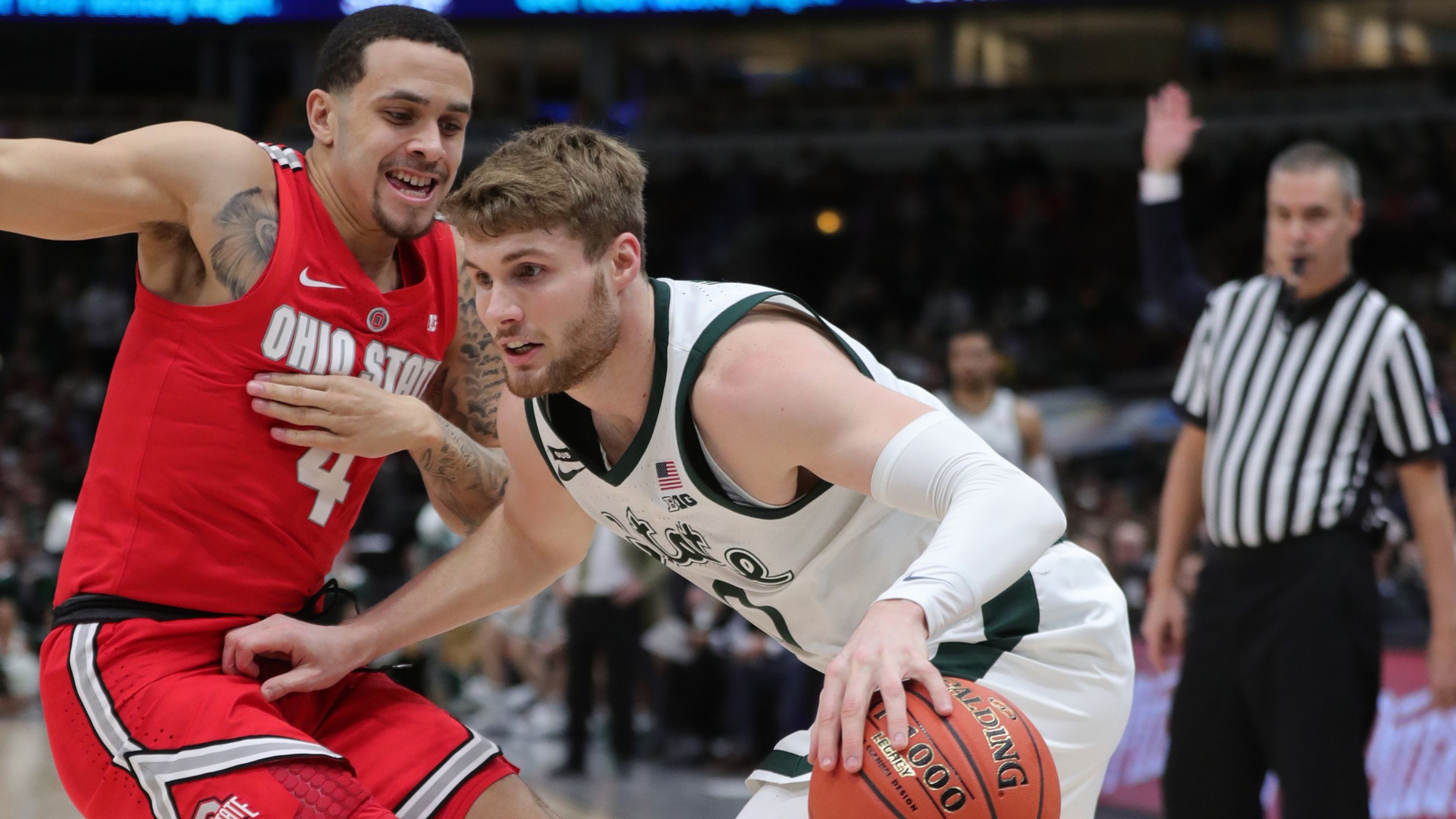 Michigan State's Kyle Ahrens suffers leg injury in Big Ten title game