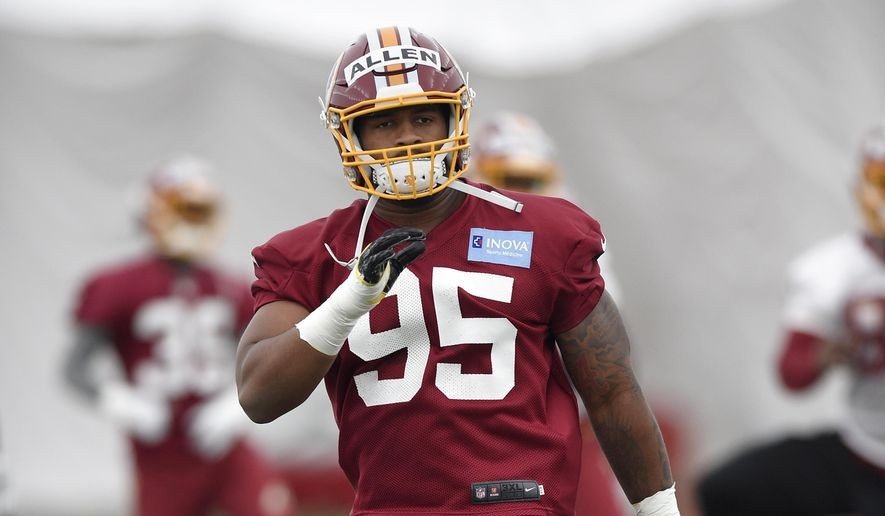 Redskins limiting Jonathan Allen's reps so he's 'full-go' for training camp