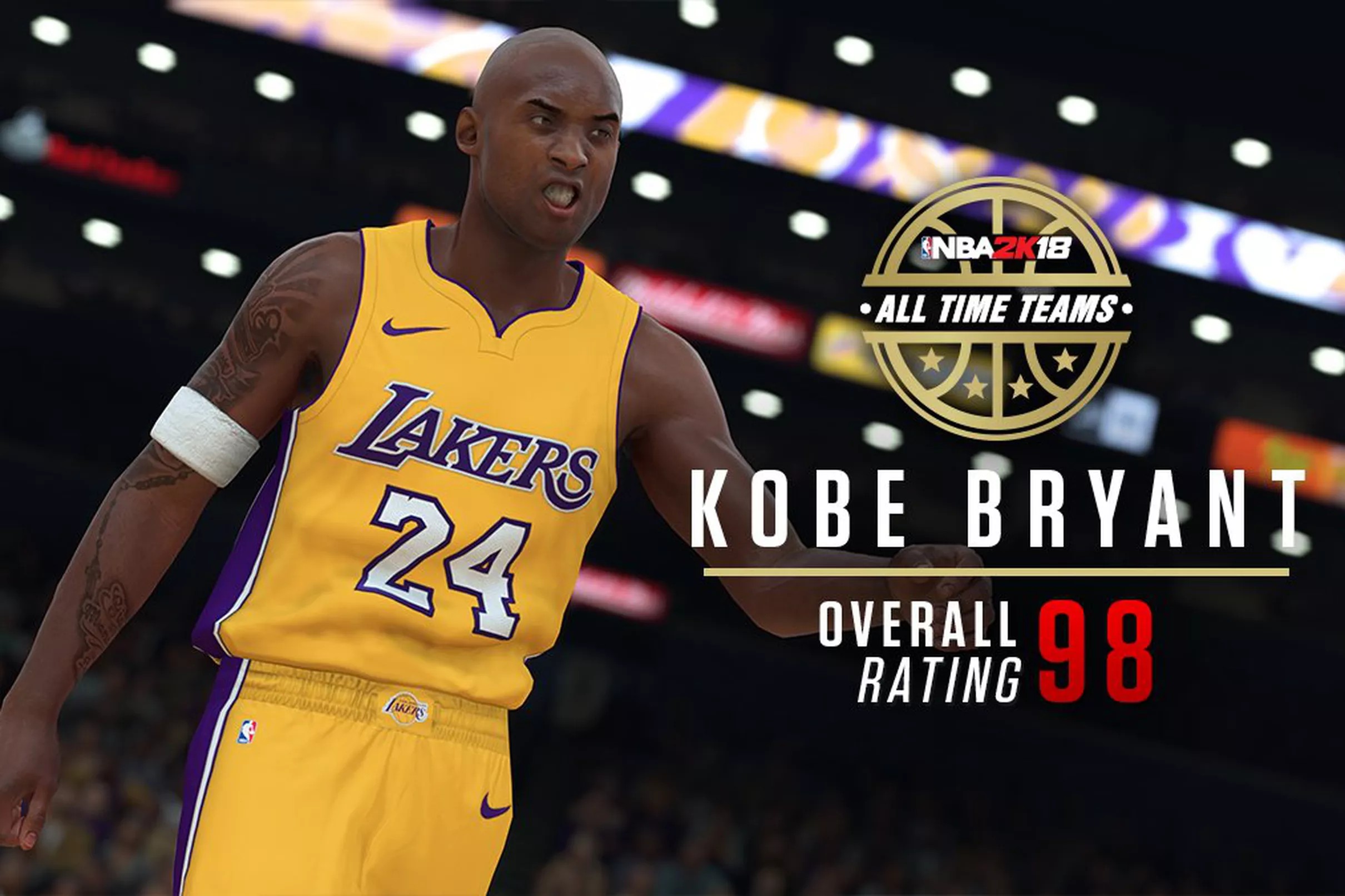 Kobe Bryant’s NBA 2K18 rating on Lakers all-time team revealed