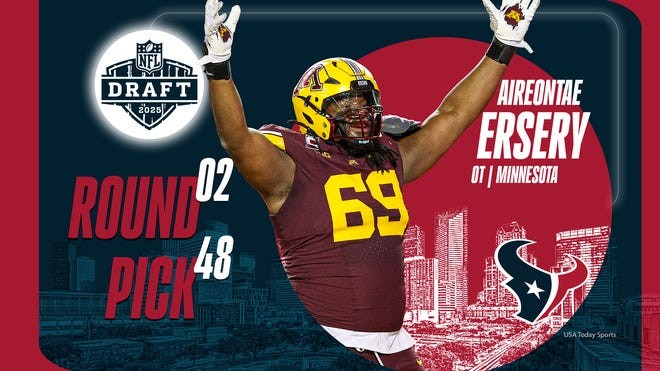 Texans select Minnesota OT Aireontae Ersery with 48th overall pick in ...