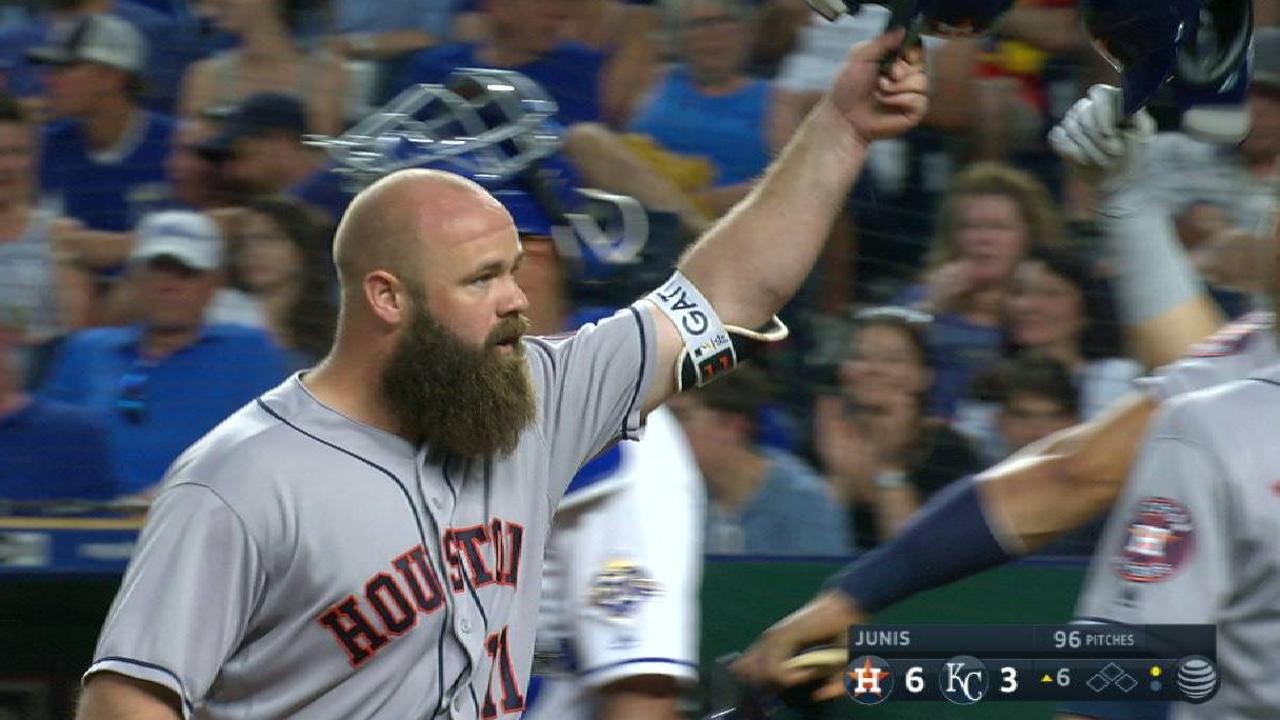 Gattis keeps rolling with slam against Royals