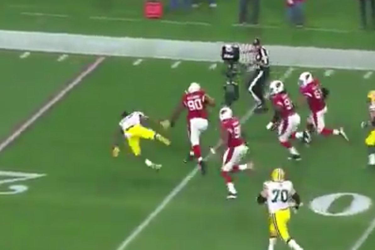 Cardinals DE Cory Redding Tosses Eddie Lacy on TD Return vs. Packers