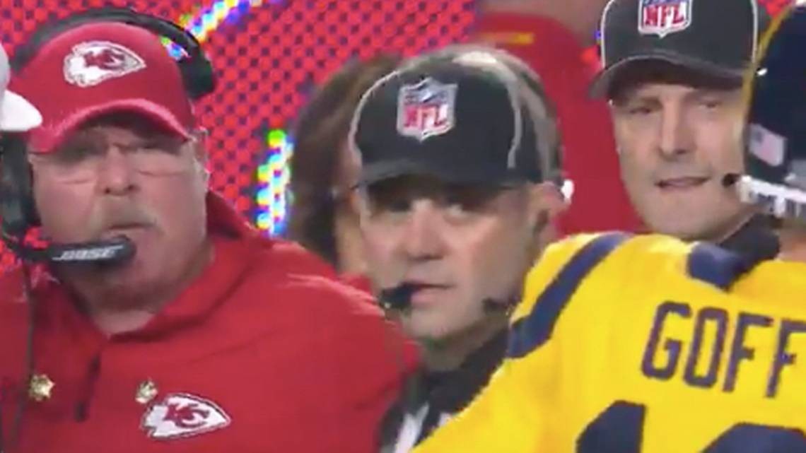 Chiefs’ Andy Reid, upset with officials, has words with Rams’ Jared ...