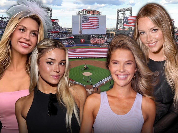 Livvy Dunne, Camille Kostek, S.I. Swim Models Throw First Pitch At Mets ...