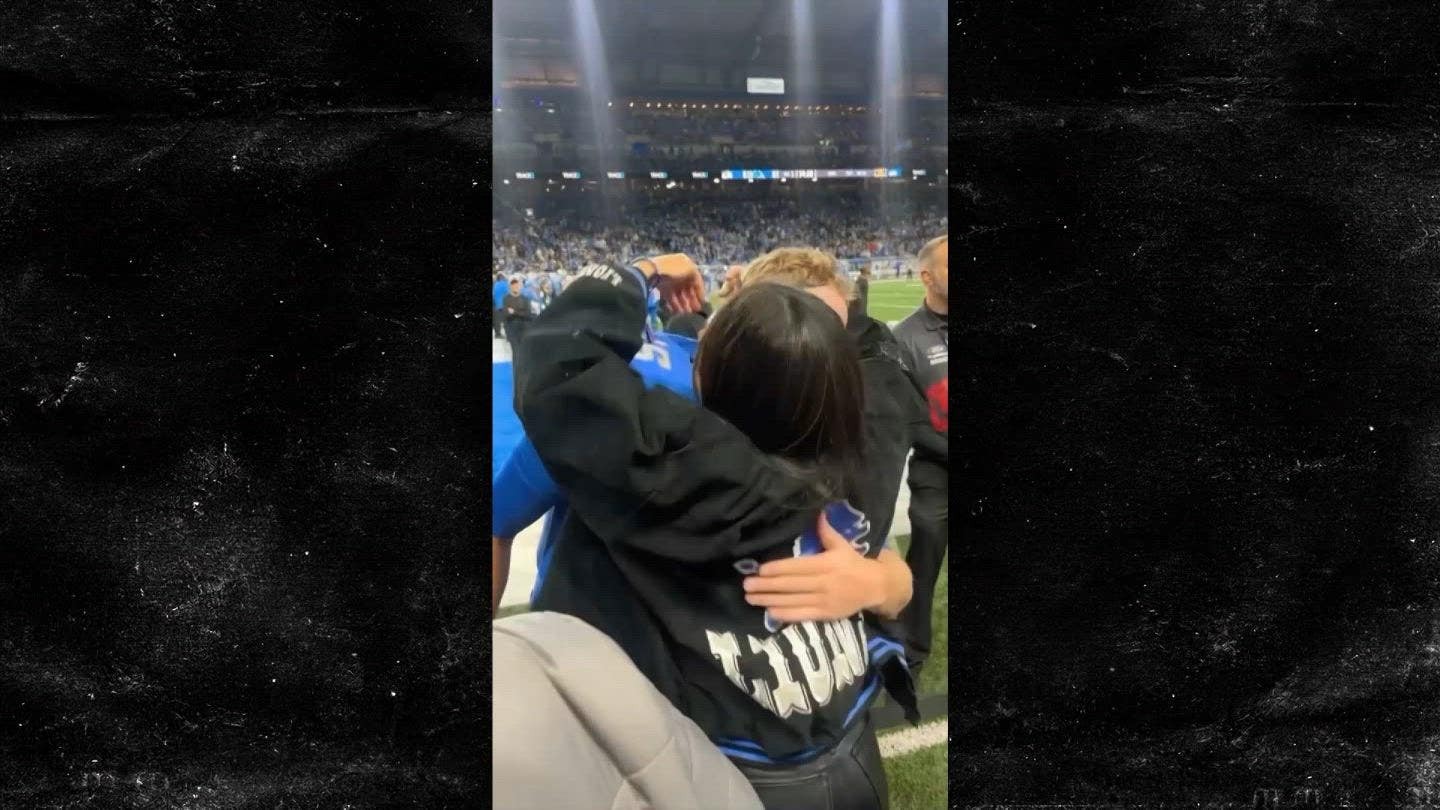 Jared Goff Kisses Model Fiancée Christen Harper To Celebrate Lions Win
