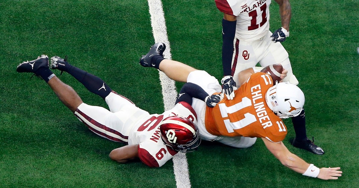 WATCH: Oklahoma's Tre Brown flies in for game-changing safety vs. Texas ...