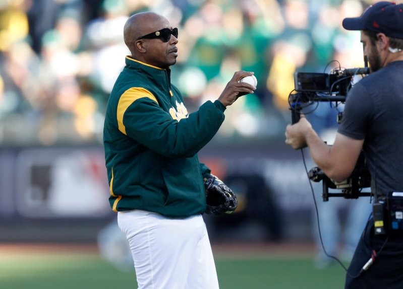 MC Hammer knocked for weak first pitch at A’s playoff game
