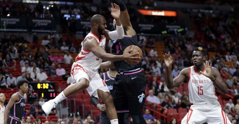 Rockets fall to Heat as Chris Paul leaves with an injury