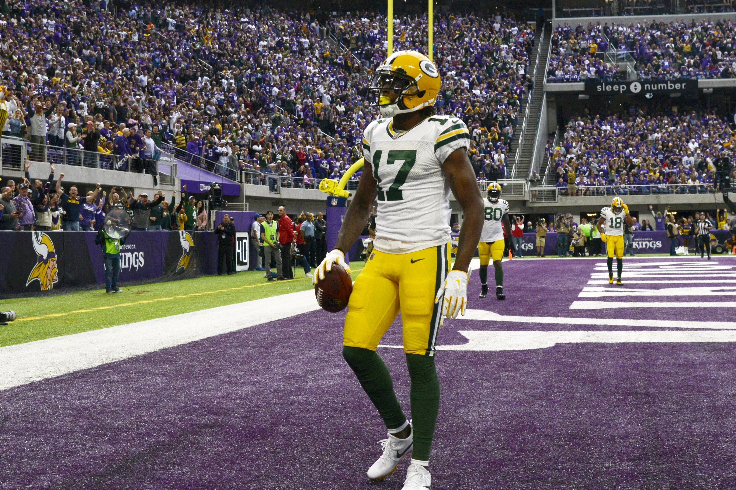 Packers WR Davante Adams scores double-digit receiving TDs for third ...